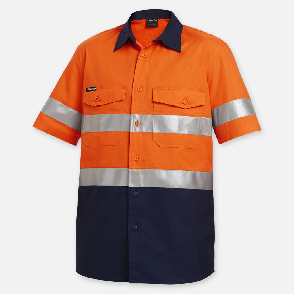 King Gee Workcool 2 Hi-Vis Reflective Short Sleeve Work Shirt (K54885 ...